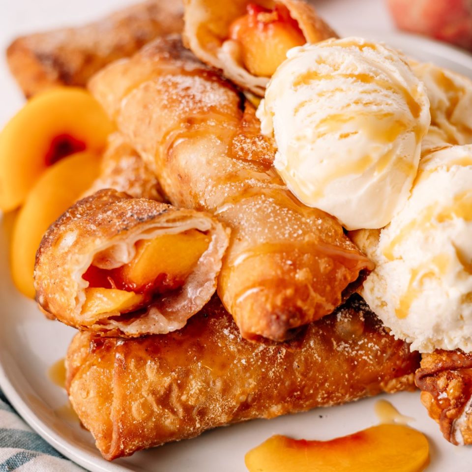 The Best Peach Cobbler Egg Rolls - blackpeoplesrecipes.com